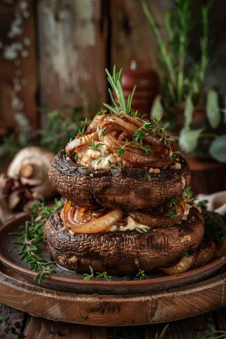 Easy Portabella Mushroom Caps with Goat Cheese