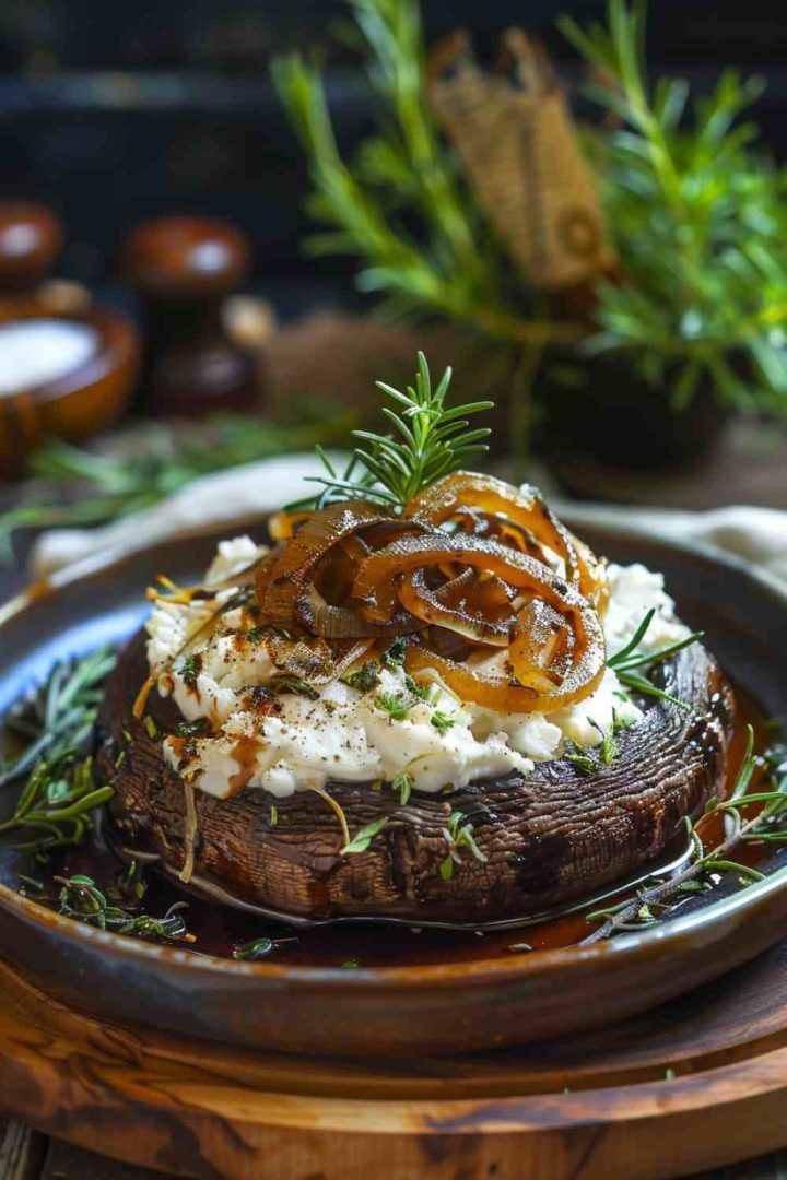 Easy Portabella Mushroom Caps with Goat Cheese