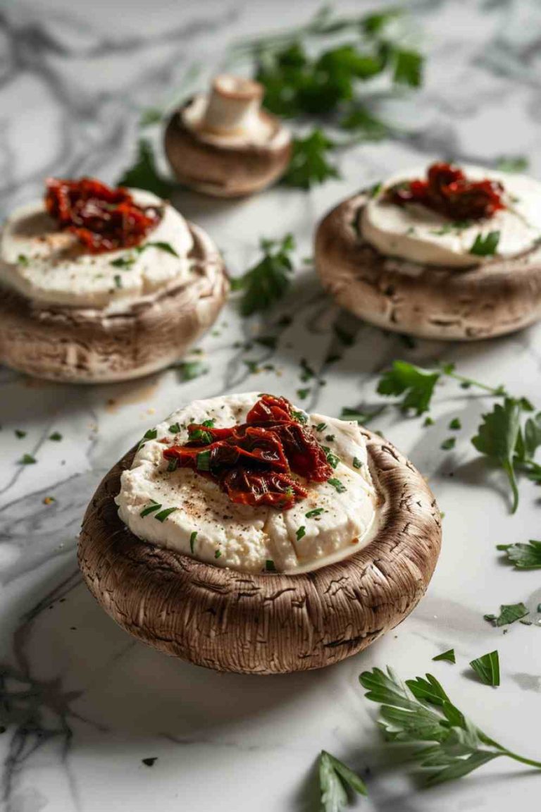 Easy Portabella Mushroom Caps with Goat Cheese