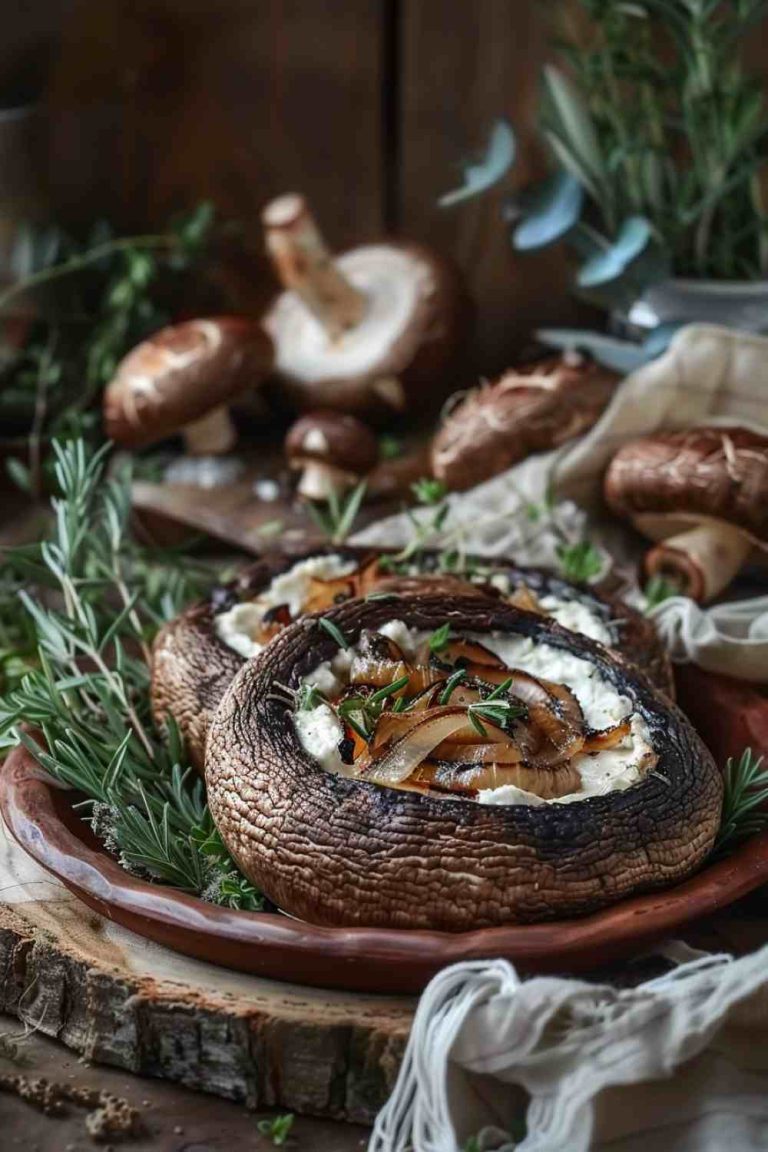 Easy Portabella Mushroom Caps with Goat Cheese